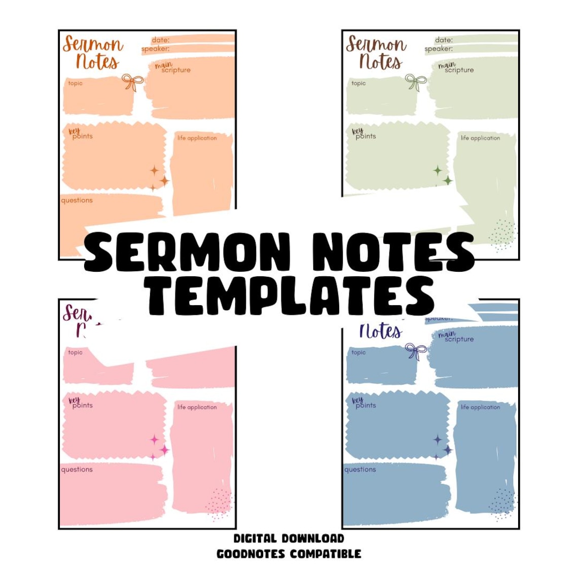 Sermon Notes Templates - Digital Download/compatible With Goodnotes ...