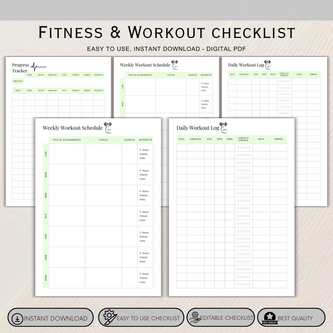 Fitness & Workout Checklist Printable | Exercise Tracker | Digital ...