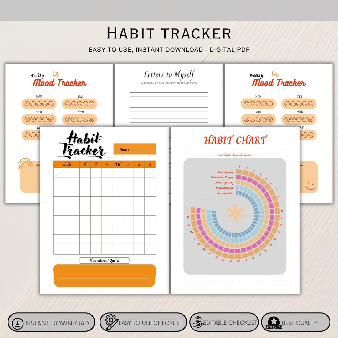 Habit Tracker Printable | Daily Routine & Goal Builder | Digital ...