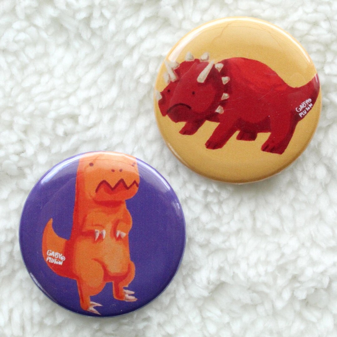 Dinosaur Cartoon Metal Buttons - Etsy
