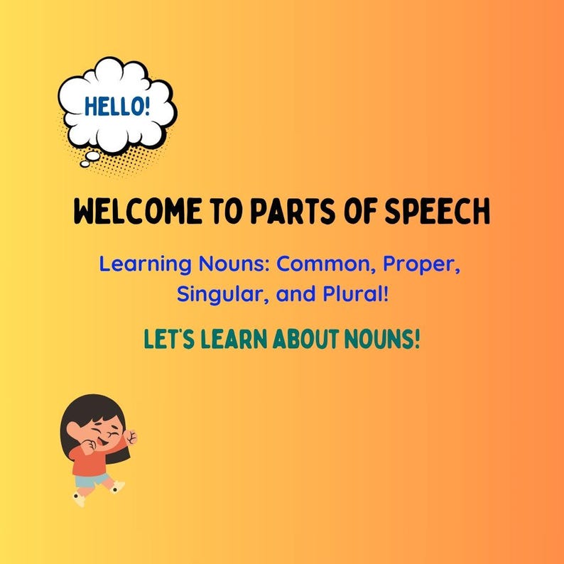 Parts of Speech Nouns Activity Pack Printable Grammar Worksheets for ...