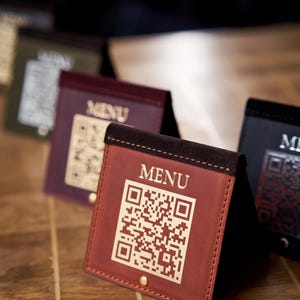 Handmade Leather QR Menu, Personalized Digital Restaurant Menu, Elegant ...