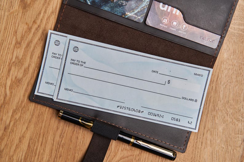 Handcrafted Leather Checkbook Cover – Handmade Slim Wallet, Engraved ...