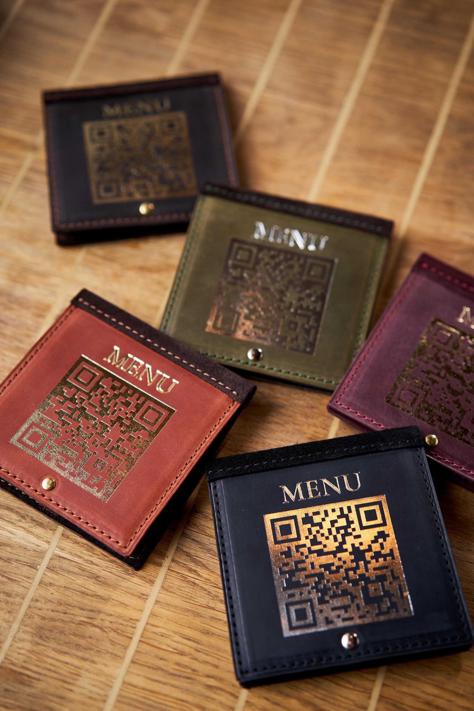 Leather QR Code Table Sign, Scan to Pay Restaurant Menu Stand, Wedding ...