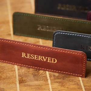 Handmade Leather Reserved Sign – Elegant Table Reservation Plaque for ...