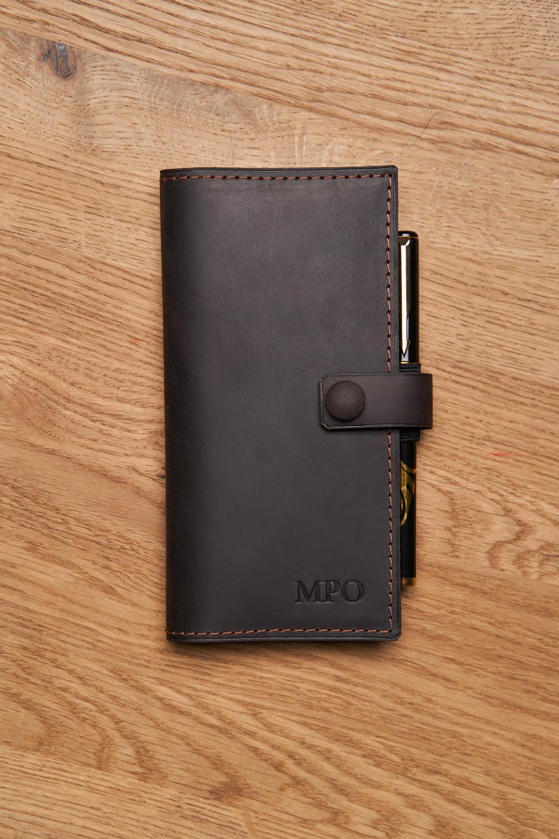 Handcrafted Leather Checkbook Cover – Handmade Slim Wallet, Engraved ...