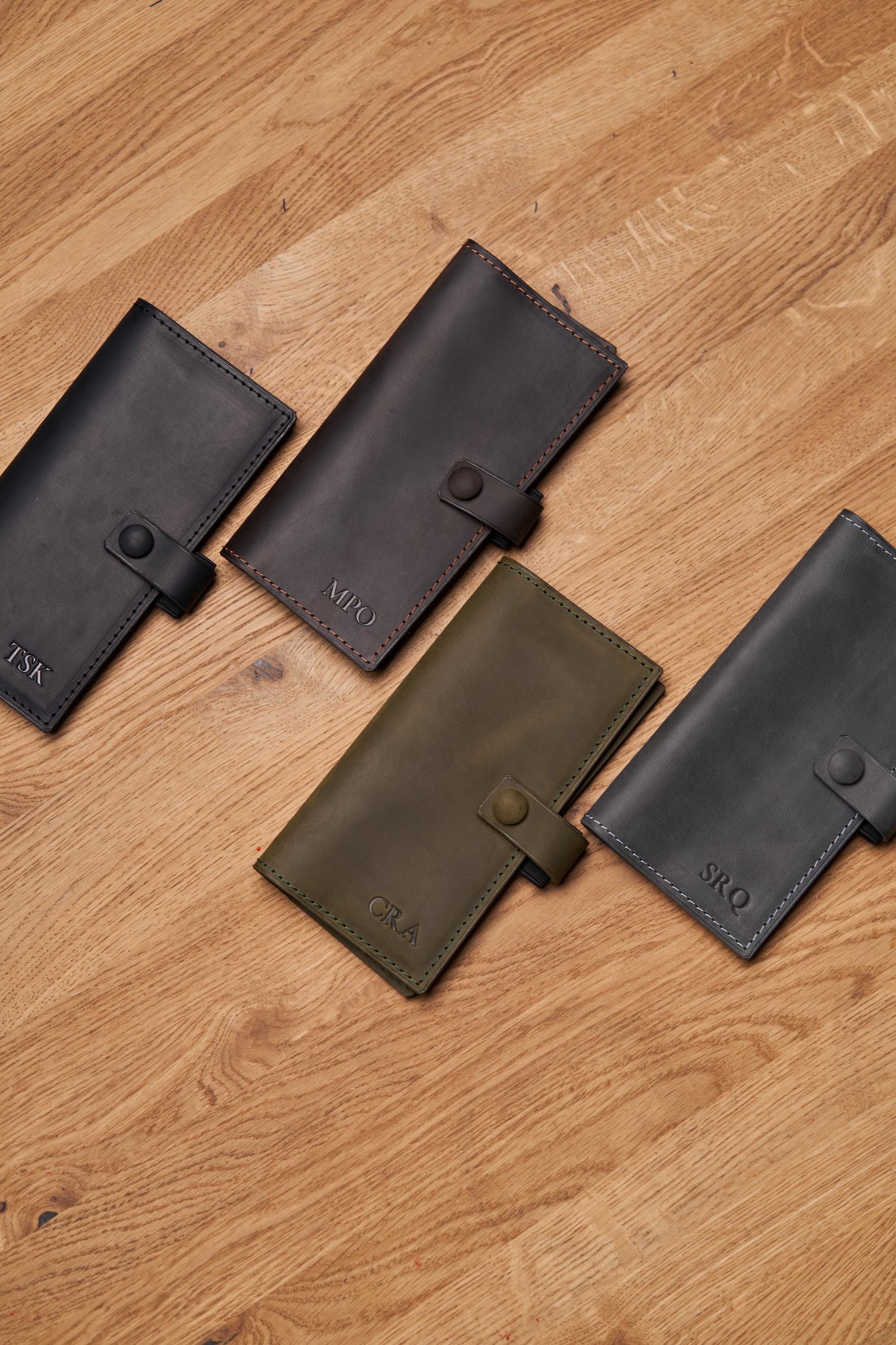 Handcrafted Leather Checkbook Cover – Handmade Slim Wallet, Engraved ...