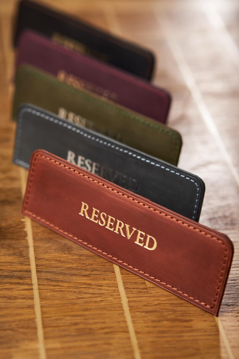 Handmade Leather Reserved Sign – Elegant Table Reservation Plaque for ...