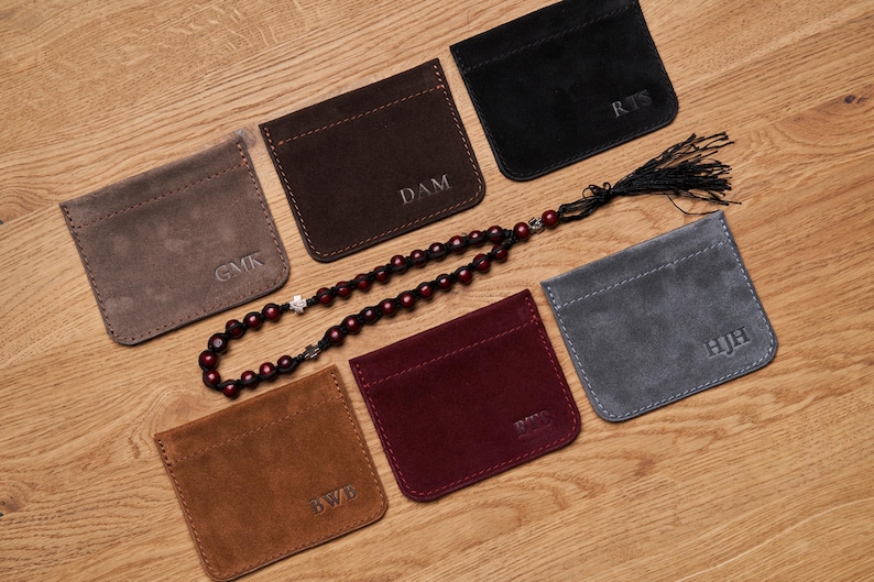 Personalized Leather Rosary Bag, Squeeze Coin Pouch for Church ...