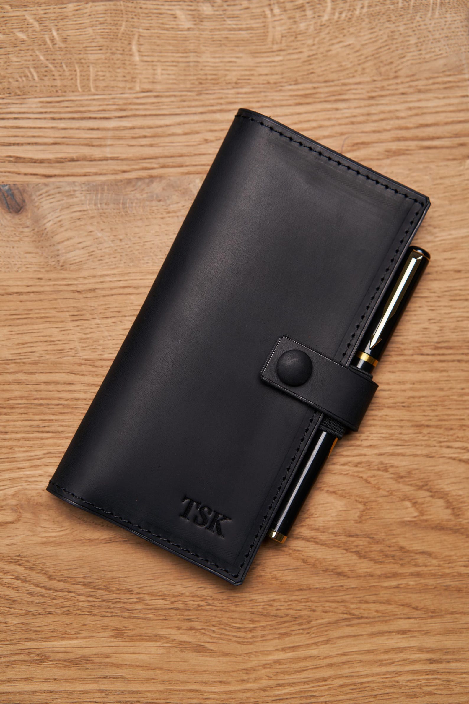 Handcrafted Leather Checkbook Cover – Handmade Slim Wallet, Engraved ...