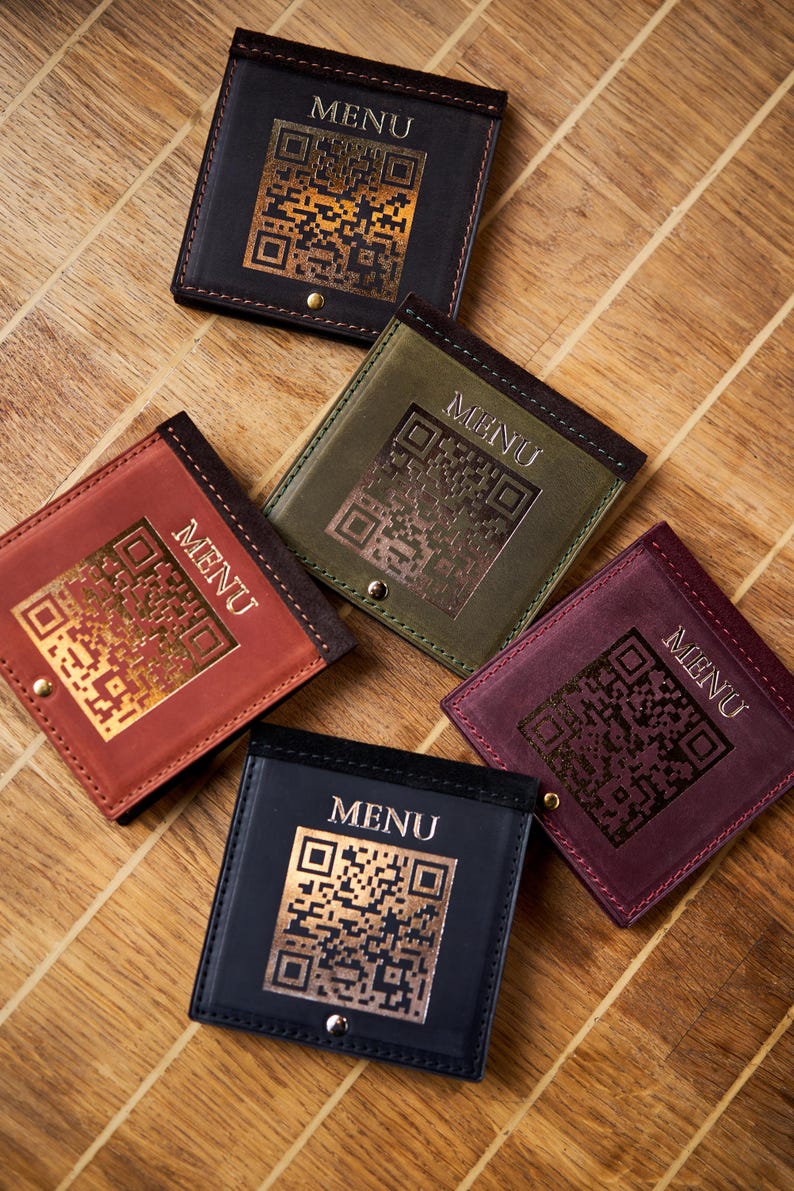 Handmade Leather QR Menu, Personalized Digital Restaurant Menu, Elegant ...