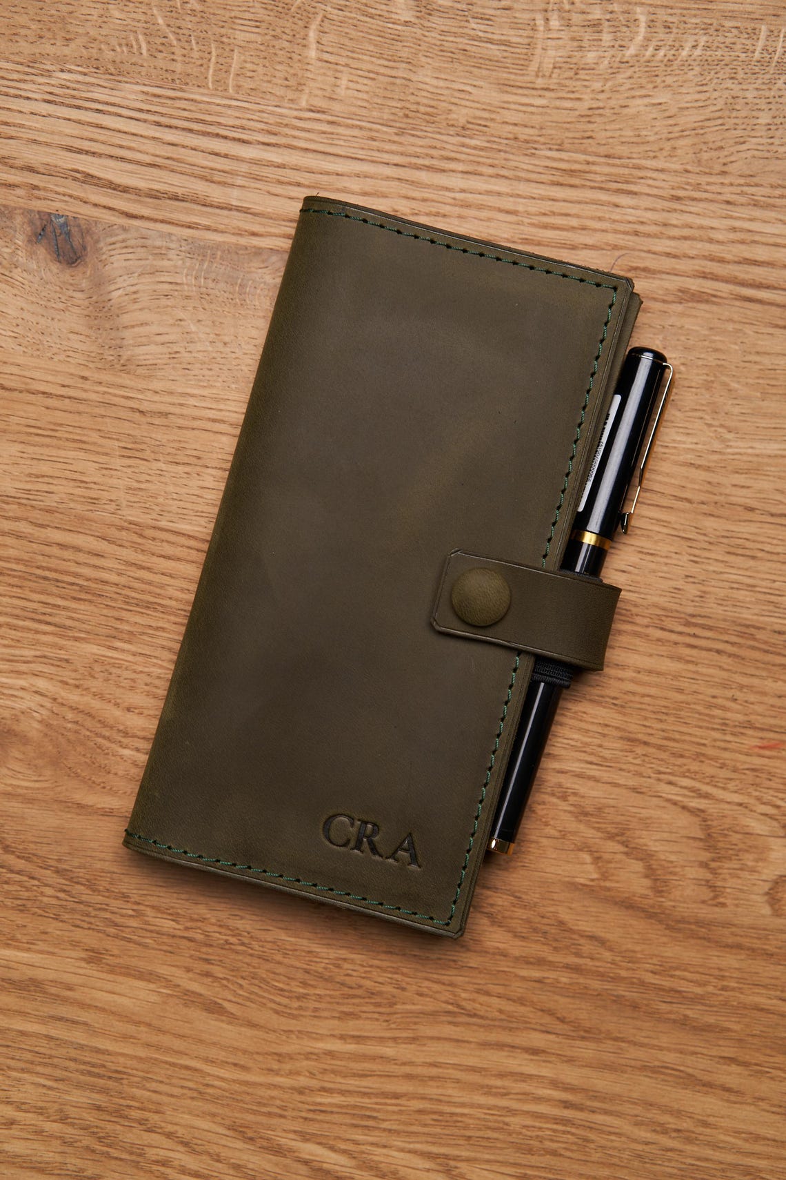 Handcrafted Leather Checkbook Cover – Handmade Slim Wallet, Engraved ...