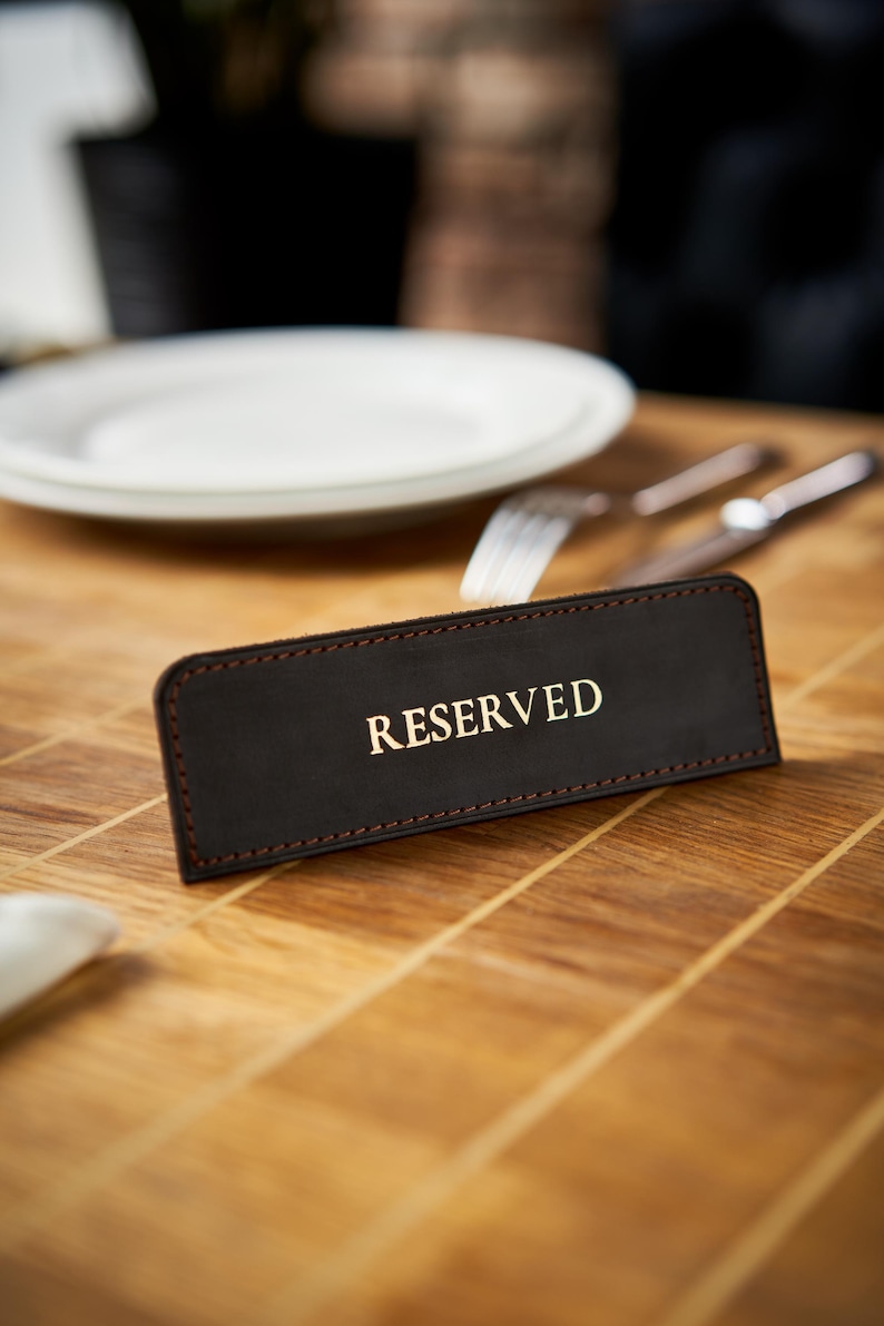 Handmade Leather Reserved Sign – Elegant Table Reservation Plaque for ...