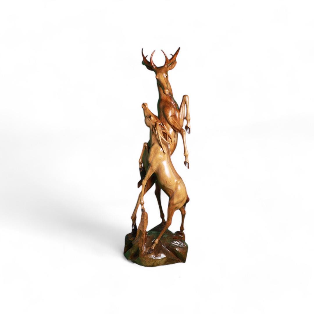 Hand-carved Wooden Deer Sculpture | Code 18 - Etsy