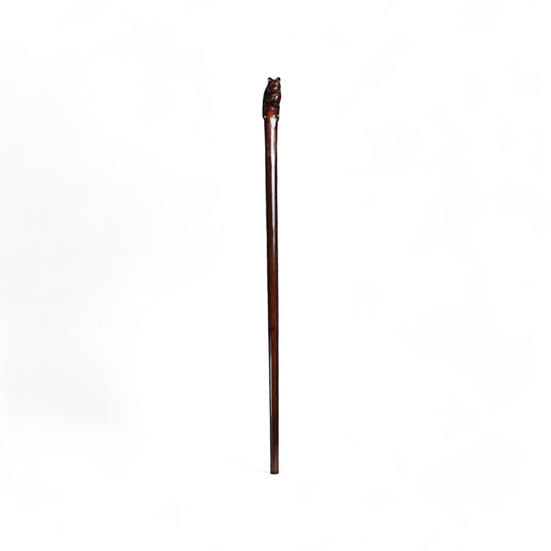 Handcrafted Wooden Walking Stick With Bear Sculpted Handle Rustic Home ...