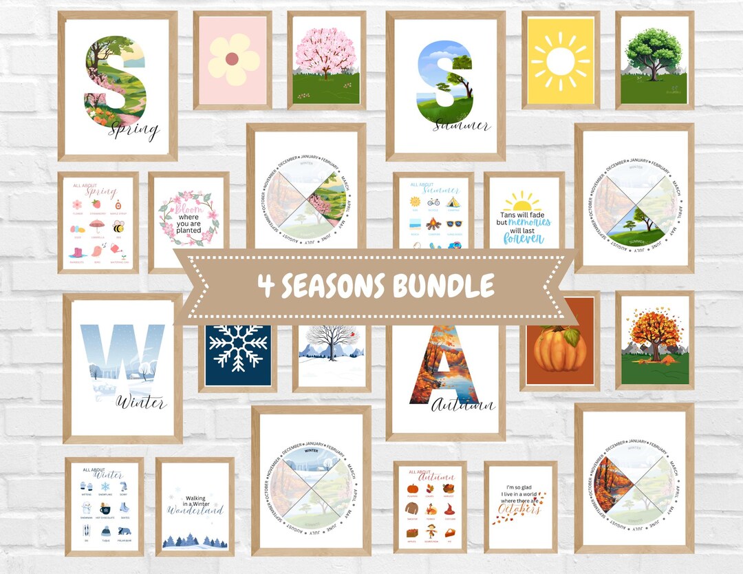4 Seasons Poster Bundle. Classroom Poster. Educational. Winter, Spring ...