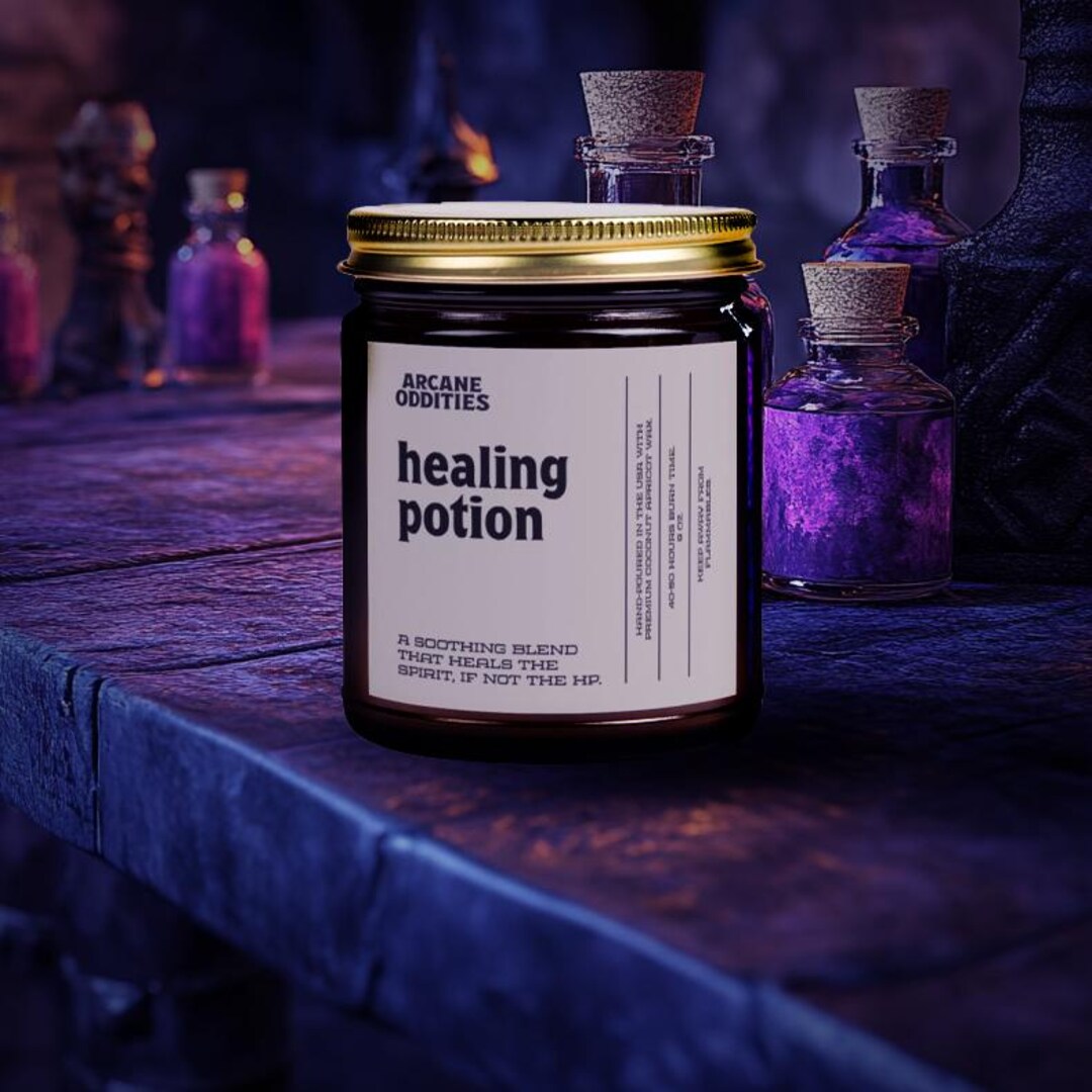 Scented Candles, Funny Dnd Candle With Label That Says health Potion ...