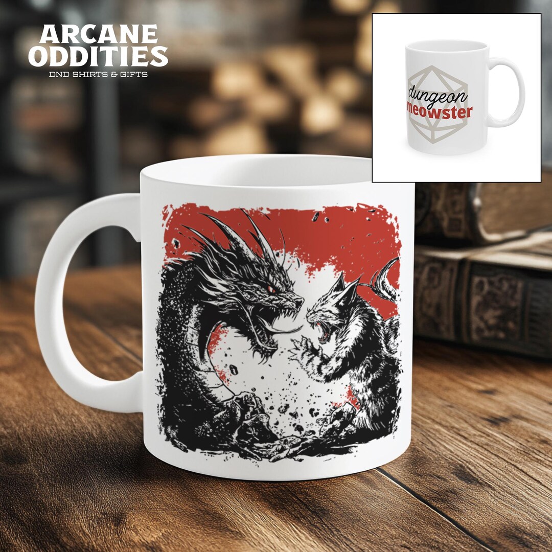 Dungeons and Dragons Coffee Cup: for Dnd Lovers, Dragon Cat Mug, D&D ...
