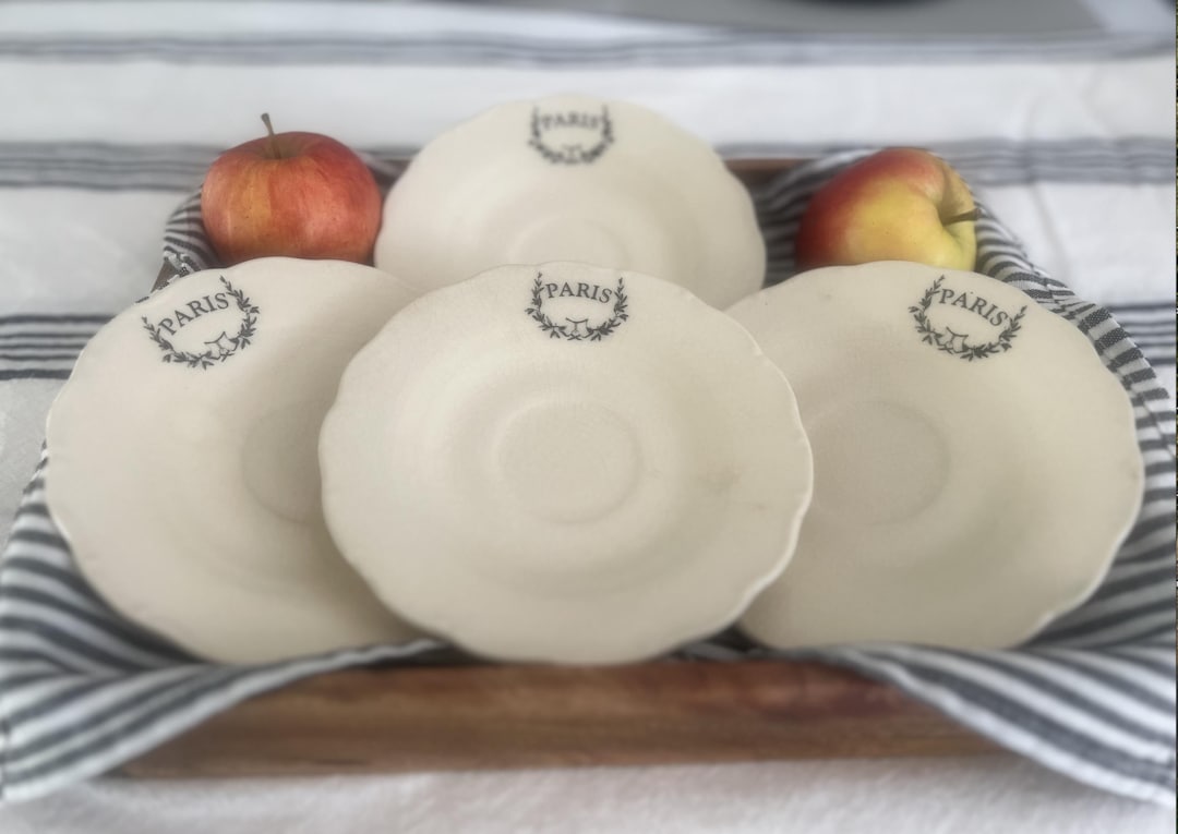 Vintage Paris Dessert Plates (set of 4) | French Creamware Dishes - Etsy