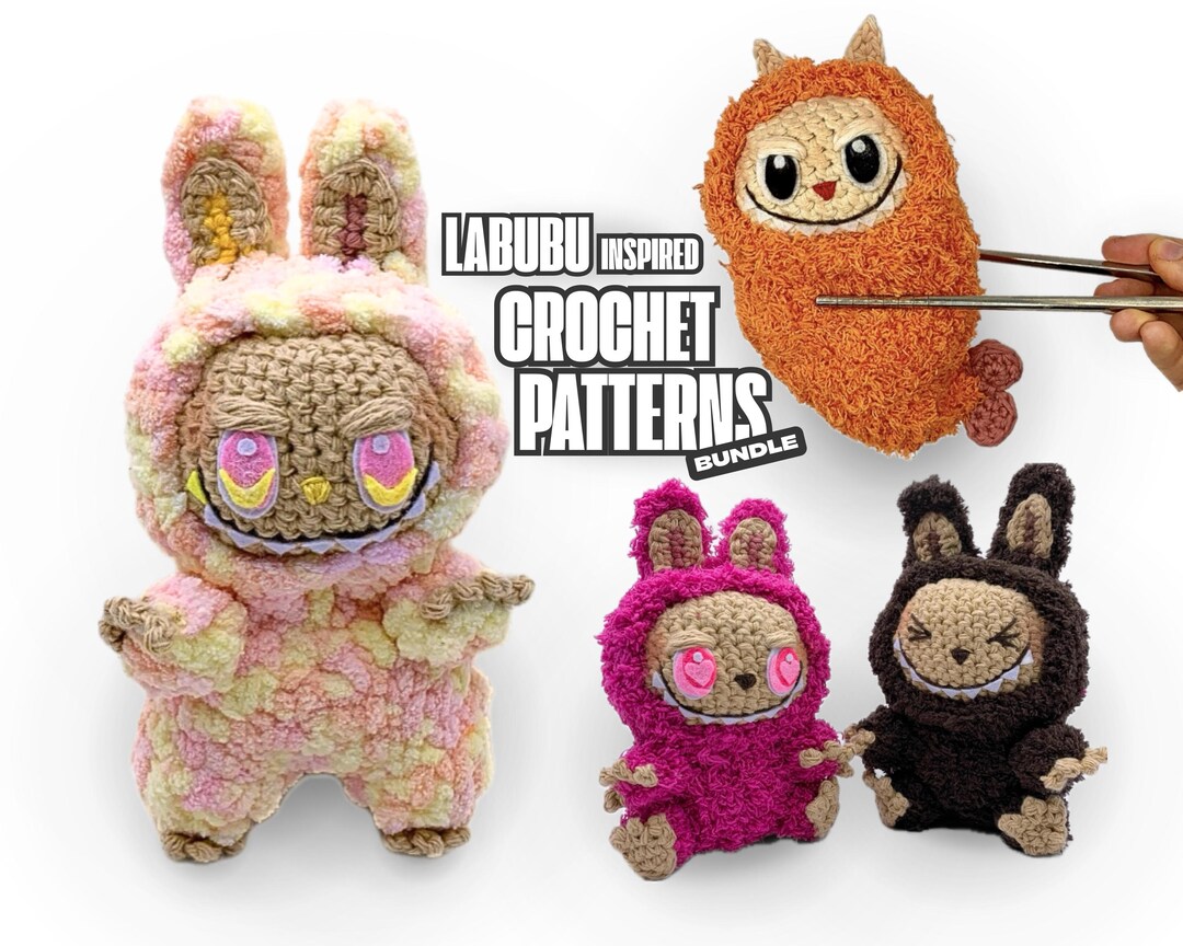 Labubu Crochet Pattern Bundle, 3-in-1 Crochet Labubu Pattern, Amigurumi ...