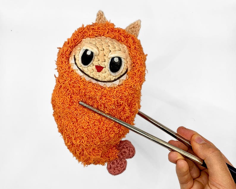 Crochet Labubu Pattern, Fried Shrimp Amigurumi Doll, Crochet Labubu Tempura, Cute Labubu Plush ...