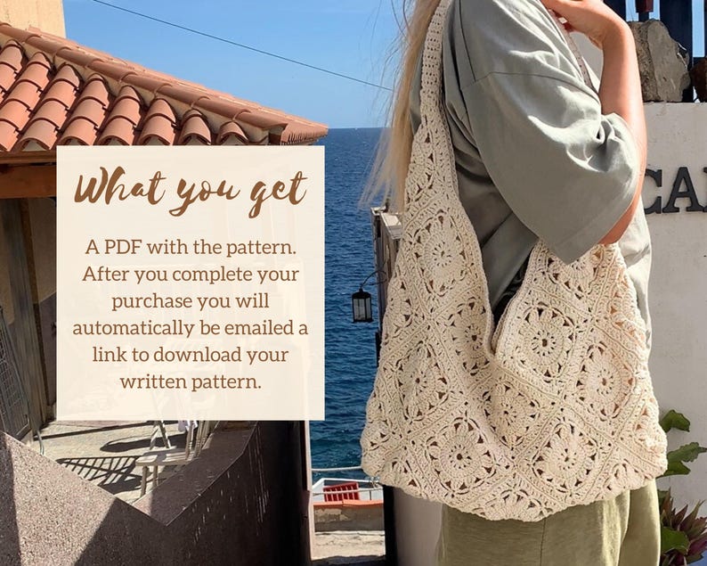 Crochet Bag Pattern, Granny Square Bag, Crochet Beach Bag Pattern ...