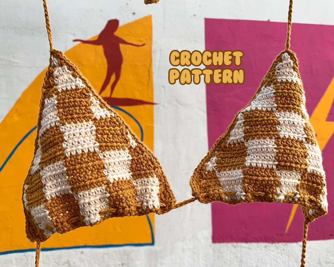 Crochet Bikini Top Pattern, Checkered Swimwear, Summer Crochet Top ...