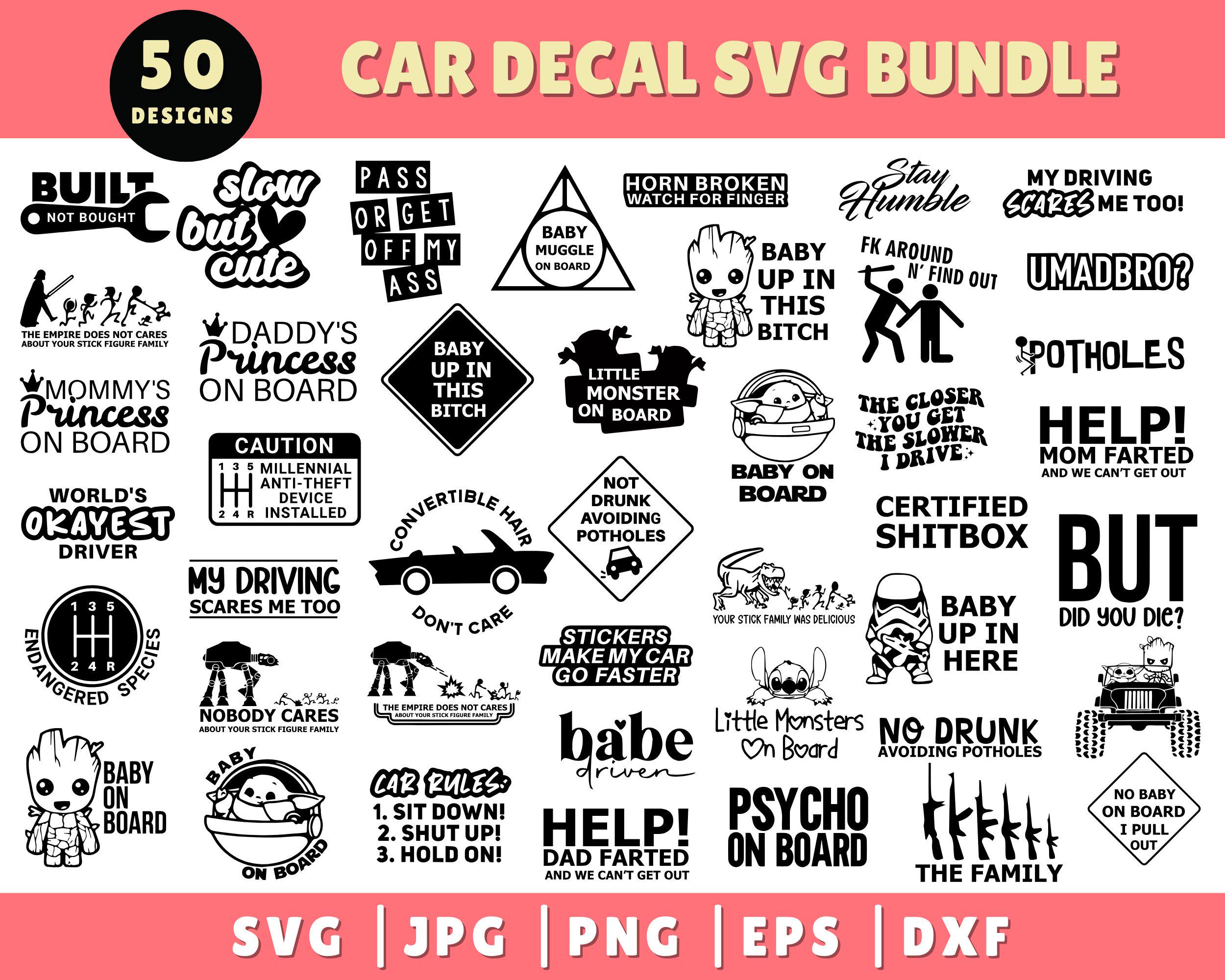 Car Decal SVG Bundle, Car SVG, Funny Car Decals Svg Bundle, Svg for ...