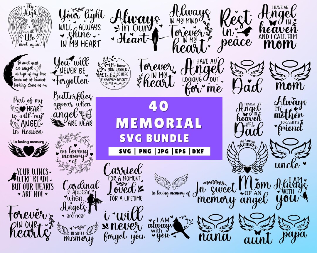 Memorial SVG Bundle, Memorial Quotes SVG, Rest in Peace SVG, Cardinal ...
