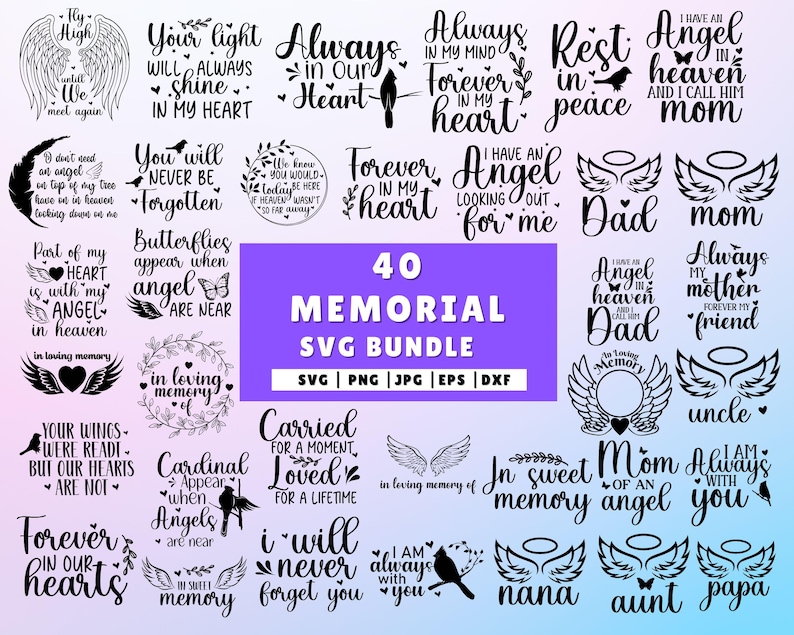 Memorial SVG Bundle, Memorial Quotes SVG, Rest in Peace SVG, Cardinal ...