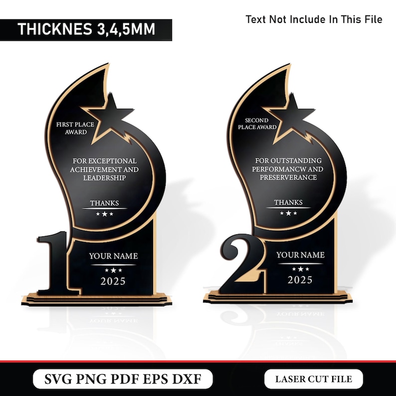 Trophy Set for 1st, 2nd,3rd and 4th Place Awards Laser Cut Bundle ...