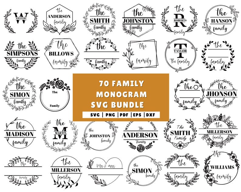 Family Name Monogram SVG Bundle, Monogram SVG, Split Monogram SVG ...