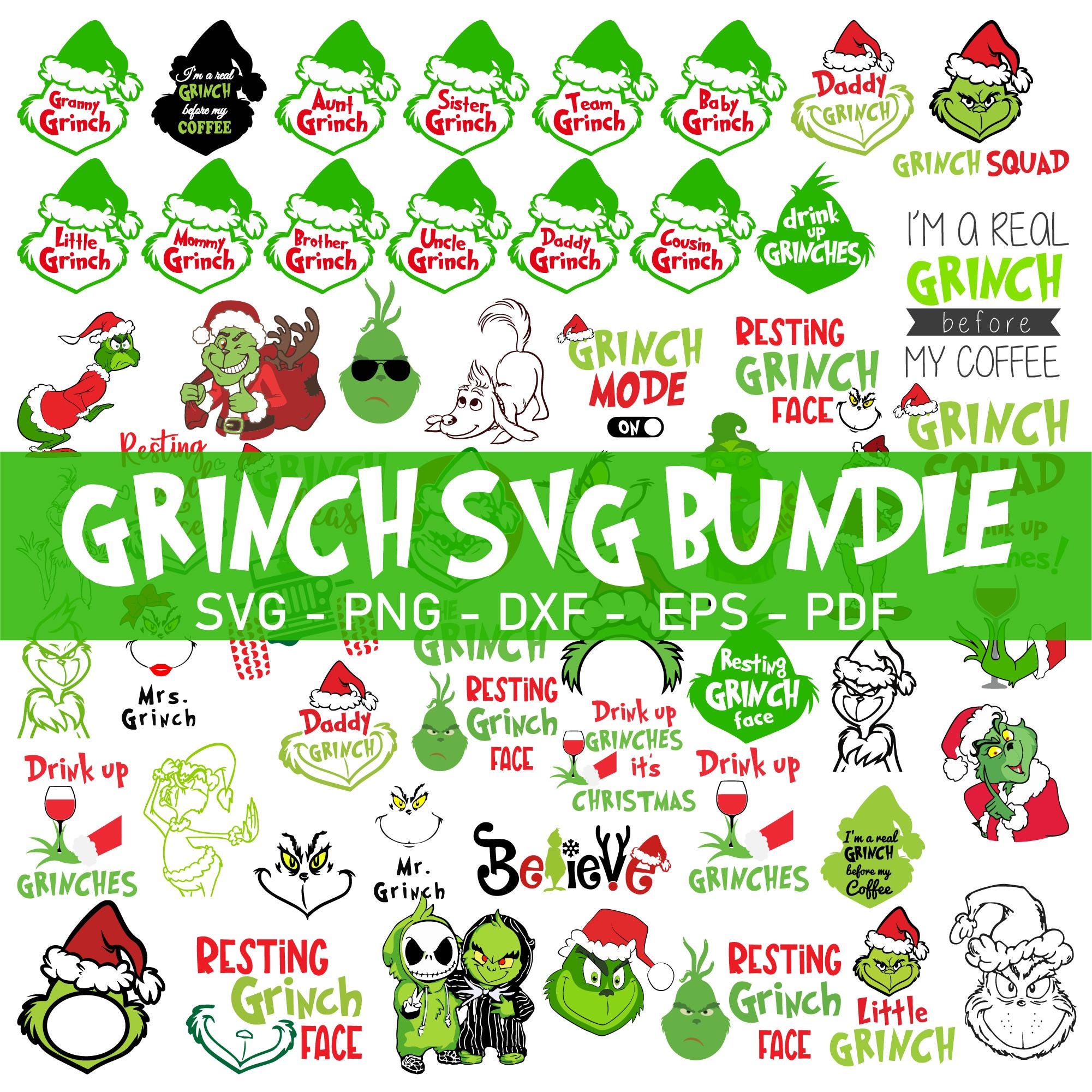 Grinch Svg Bundle, Grinch Hand, Grinch Ornament, Grinch Smile ...