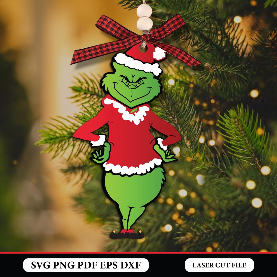 Personalized Grinch Ornament Laser Cut File, Grinch Christmas Ornament ...