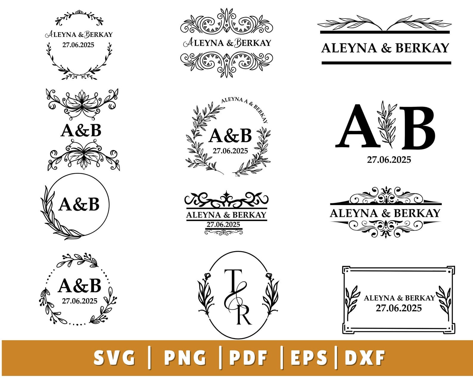 Family Name SVG, Cutting Board SVG, Wedding Monogram SVG, Personalized ...