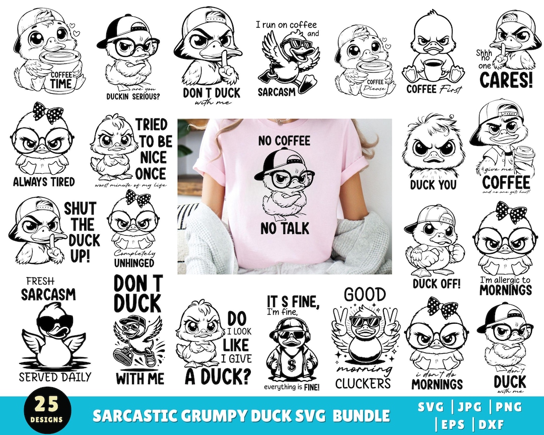 Grumpy Duck SVG Bundle, Grumpy SVG, Grumpy Funny Animals, Funny Duck Png, Animals Clipart ...
