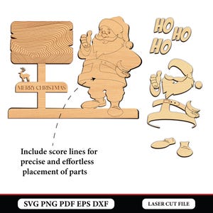 Christmas Standing Santa Decoration Laser Cut File,glowforge Christmas ...