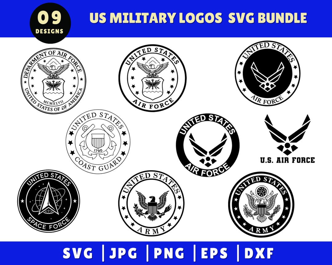 US Military Logo SVG Bundle, Army Svg, Coast Guard Svg, Air Force ...