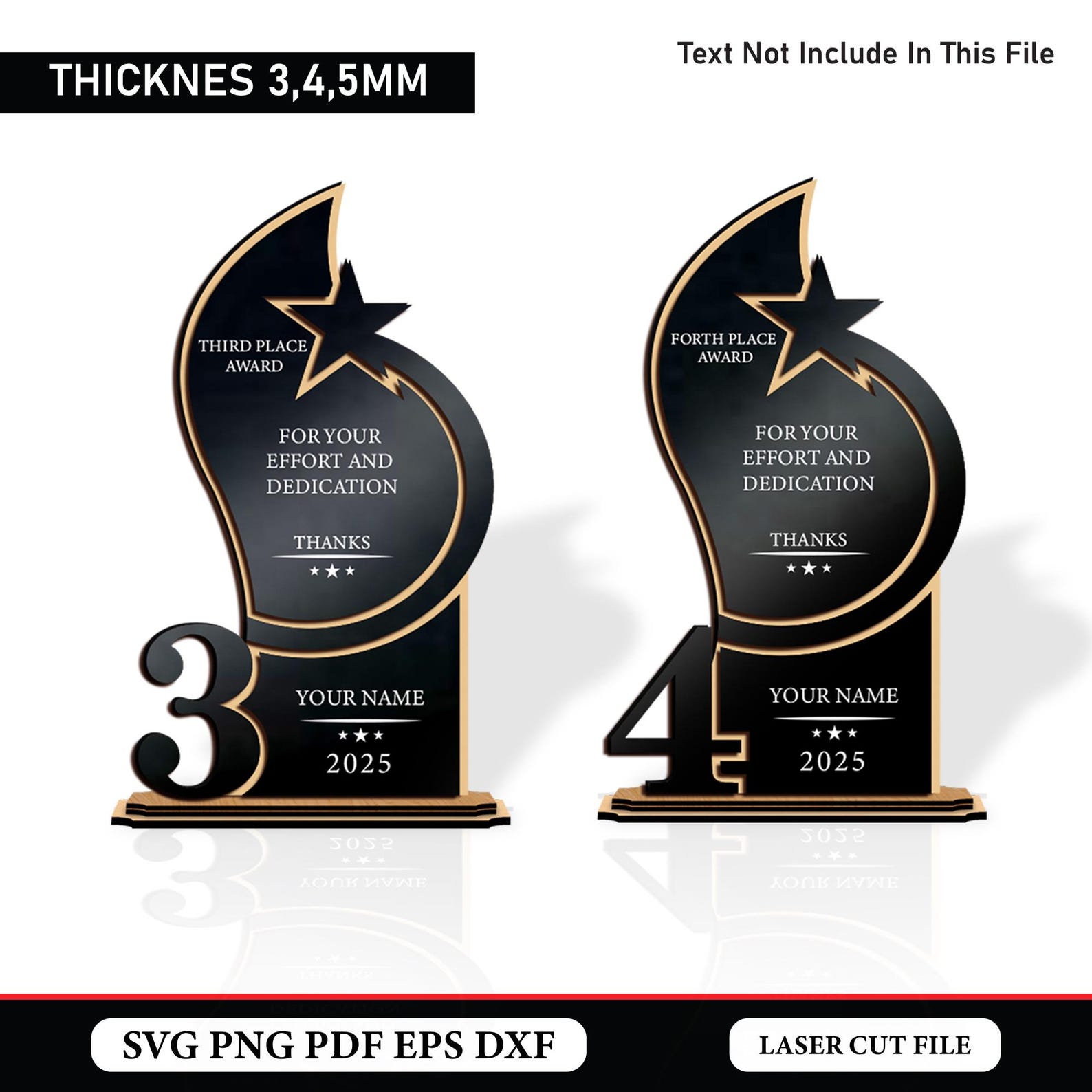 Trophy Set for 1st, 2nd,3rd and 4th Place Awards Laser Cut Bundle ...