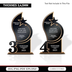 Trophy Set for 1st, 2nd,3rd and 4th Place Awards Laser Cut Bundle ...
