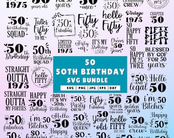 50. Geburtstag SVG Bundle, 50. Geburtstag SVG, Vintage 1975 SVG, Fifty ...