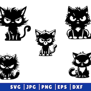 Cartoon Cat SVG Bundle, Moody Cat SVG, Angry Cats, Cats Svg, Kittens ...