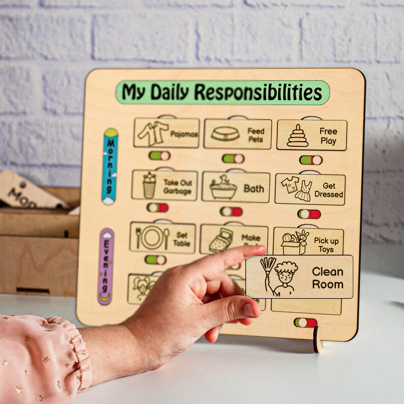 Daily Responsibilities Laser Cut File, Responsibility Board SVG, Kids ...