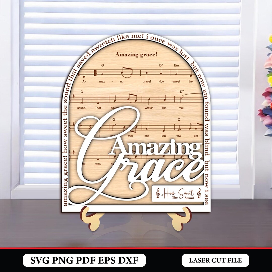 Amazing Grace Stand Decor Laser Cut File SVG, Religious Tiered Decor ...
