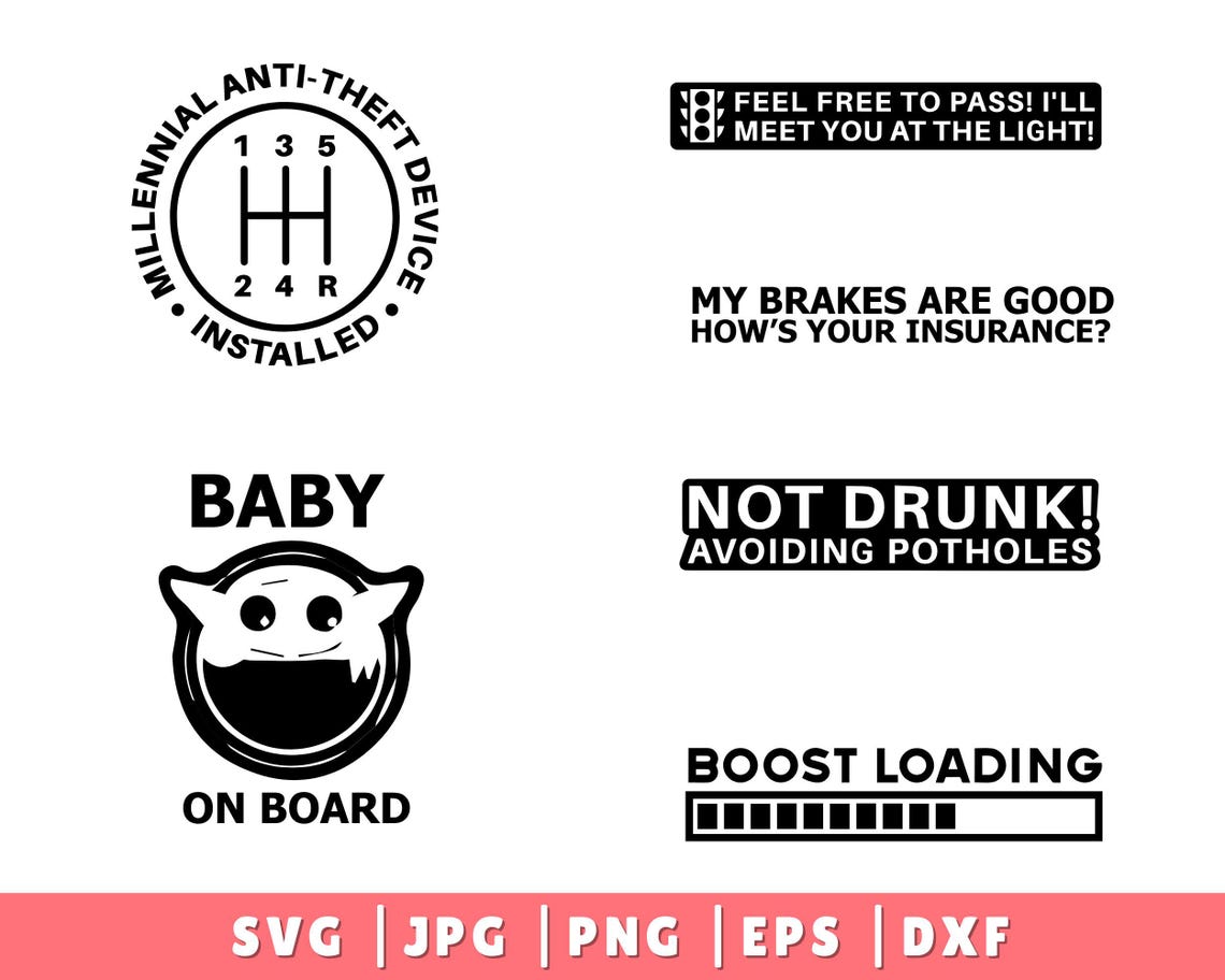 Car Decal SVG Bundle, Car SVG, Funny Car Decals Svg Bundle, Svg for ...