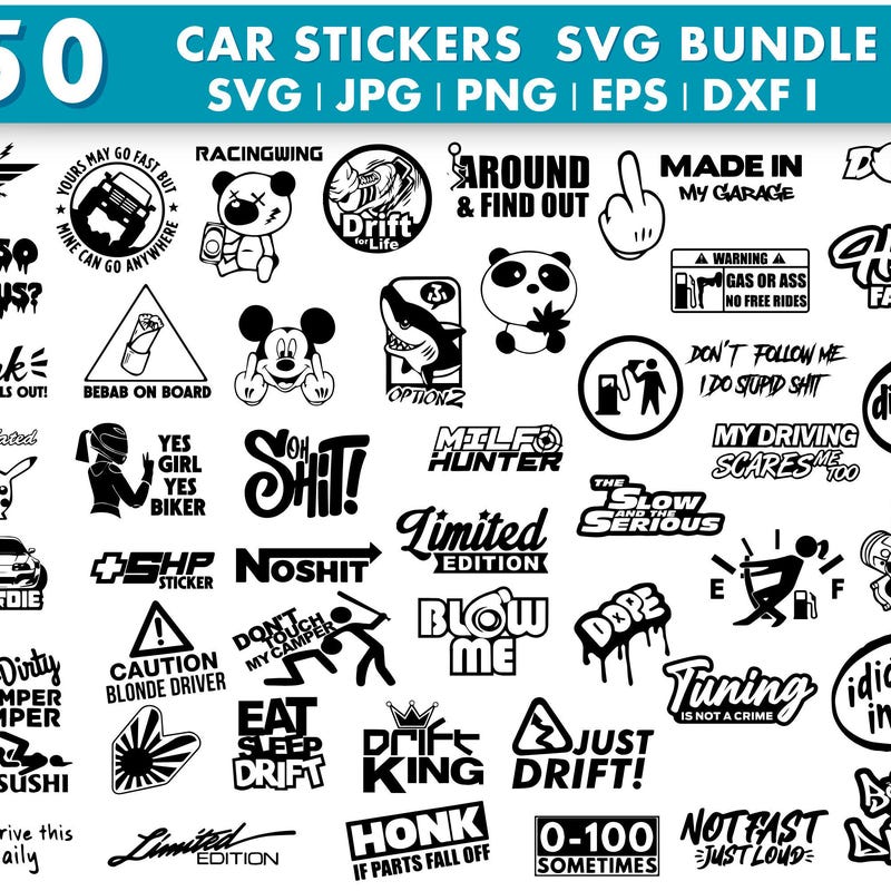 Funny Car Stickers - Etsy