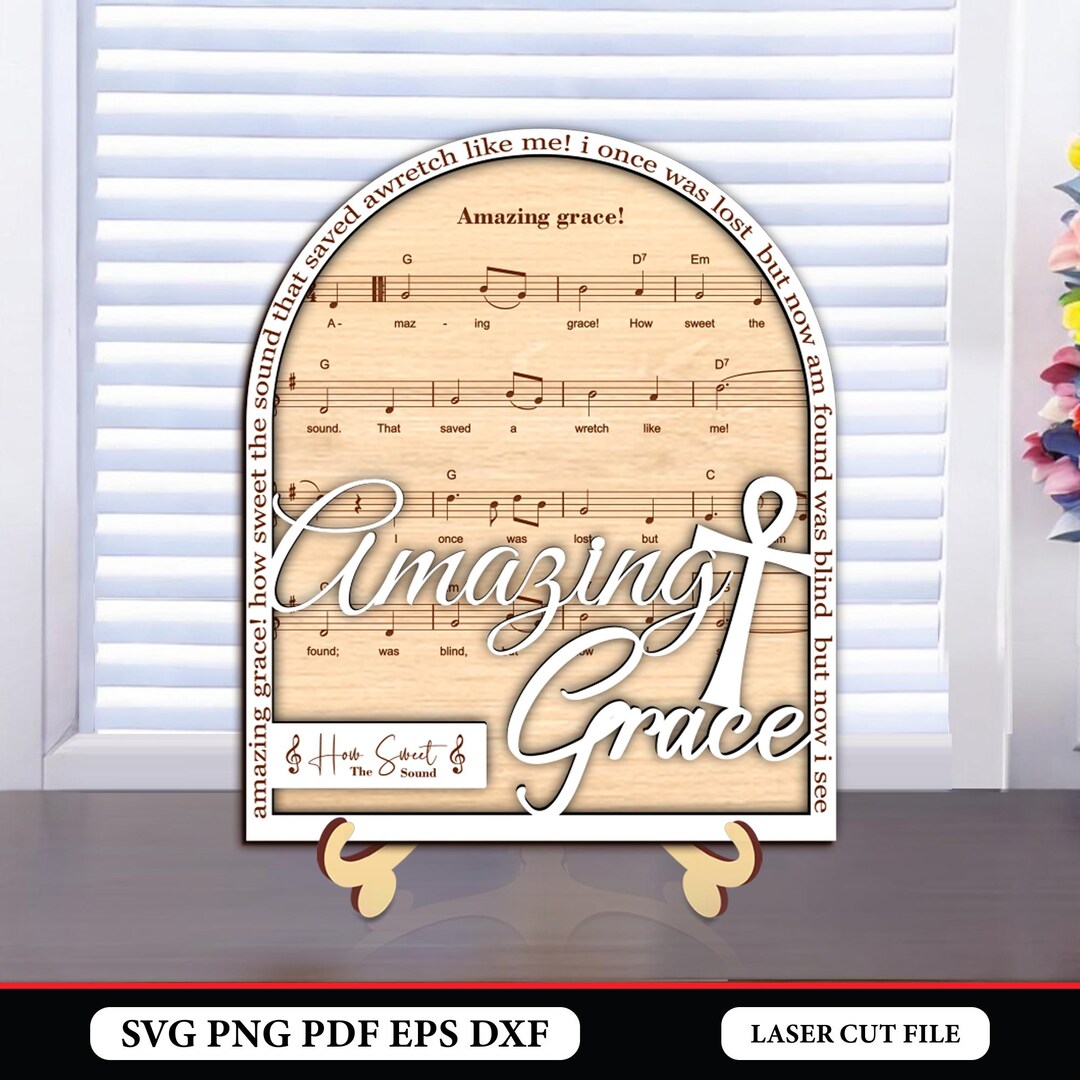 Amazing Grace Stand Decor Laser Cut File SVG, Religious Tiered Decor ...