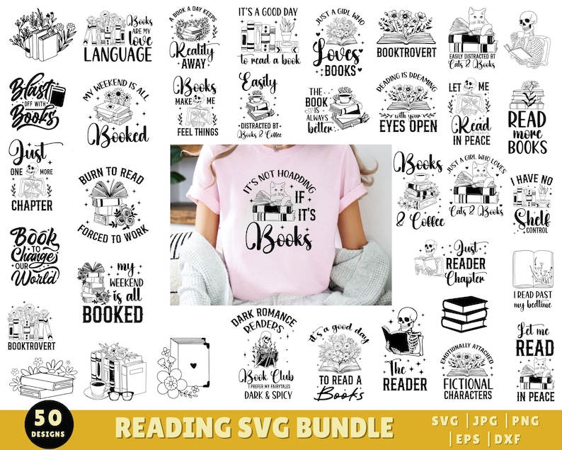 Reading SVG Bundle, Floral Books Svg, Book Lover Svg Bundle, Books ...