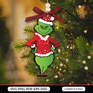 Personalized Grinch Ornament Laser Cut File, Grinch Christmas Ornament ...
