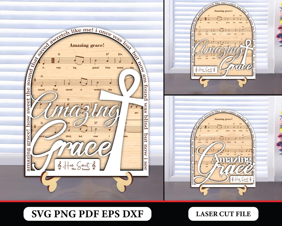 Amazing Grace Stand Decor Laser Cut File SVG, Religious Tiered Decor ...